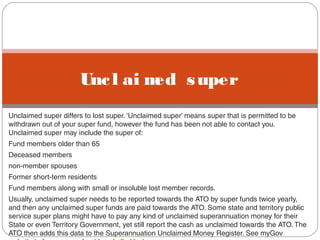 How to find lost super or unclaimed super account | PPT