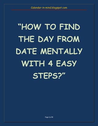 How to find the day from date mentally? | PDF