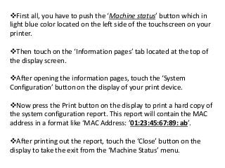 How to find the mac address of a printer - bpoal