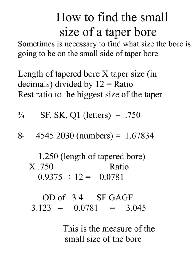 How to find the small side of taper bore | PDF