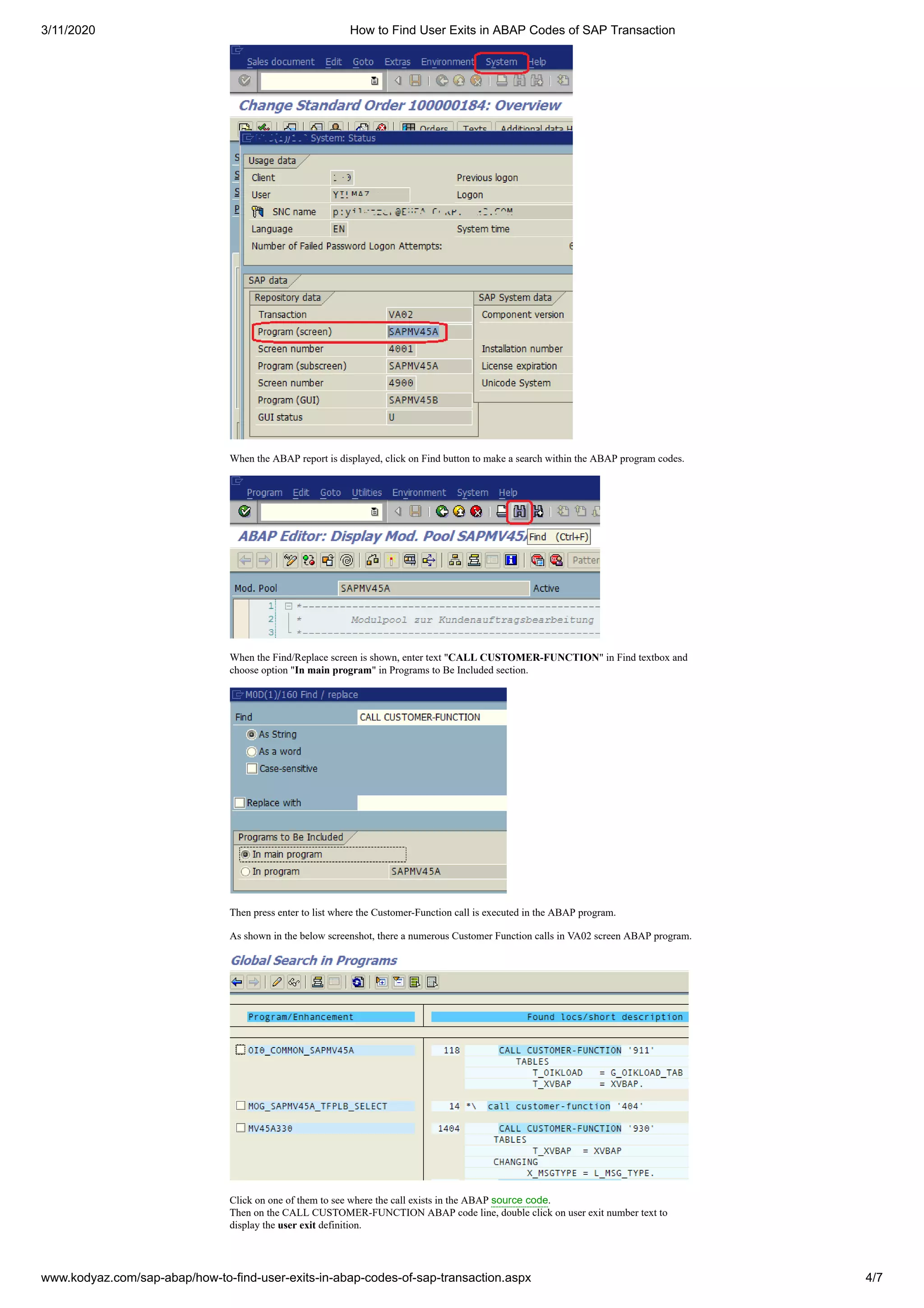 How to find user exits | PDF