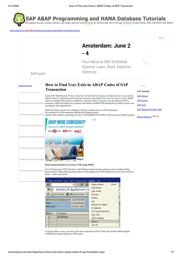 How to find user exits | PDF