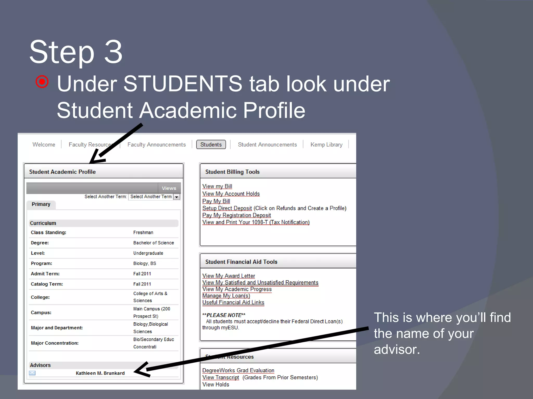 How to: Find your advisor & E-mail your Advisor | PPT