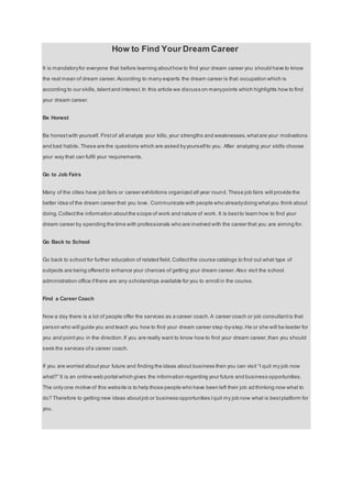 How to find your dream career | DOCX