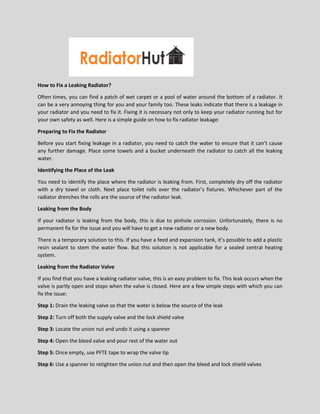 How to Fix a Leaking Radiator? | PDF