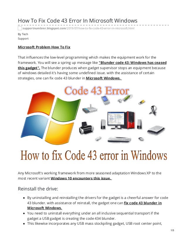 How to fix code 43 error in microsoft windows
