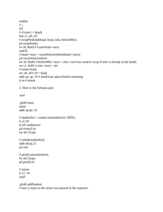 How to fixed these provide listsort-asm assembly code as same as the l.pdf