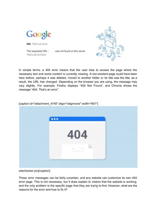 How to Fix Error 404 in Wordpress | PDF