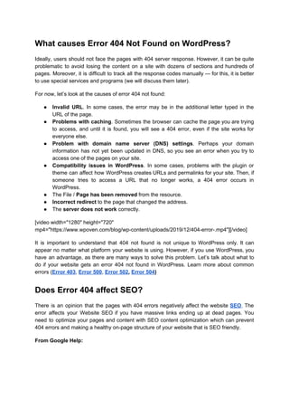 How to Fix Error 404 in Wordpress | PDF