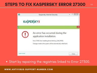 How to fix kaspersky error 27300 - Easy Steps | PDF