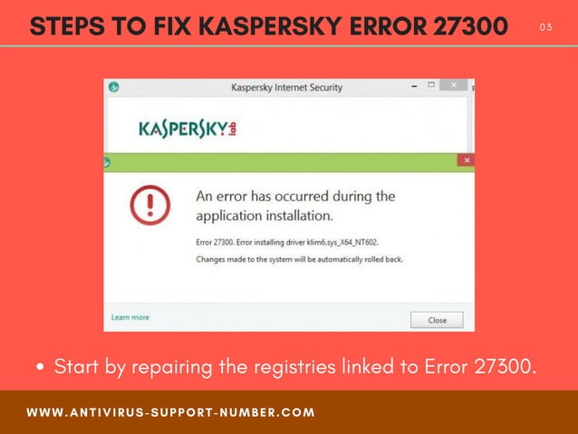 How to fix kaspersky error 27300 - Easy Steps | PDF