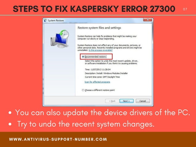 How to fix kaspersky error 27300 - Easy Steps | PDF