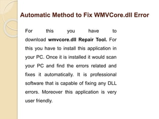 How to fix missing wmv core.dll error in windows 10 | PPT