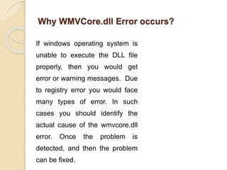 How to fix missing wmv core.dll error in windows 10 | PPT