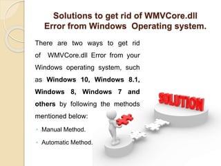 How to fix missing wmv core.dll error in windows 10 | PPT