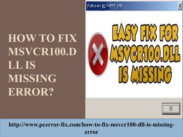 How to fix msvcr100.dll is missing error | PPT