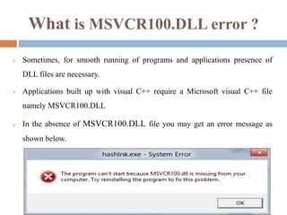 How to fix msvcr100.dll is missing error | PPT