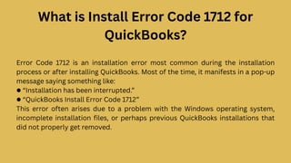 How to Fix QuickBooks Install Error Code 1712? | PDF