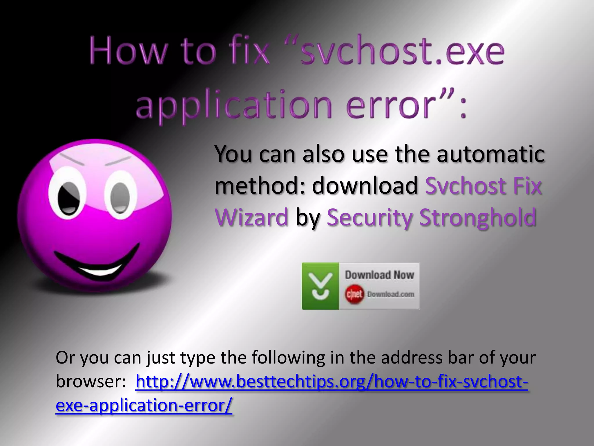 How to fix “svchost.exe application error” | PPT