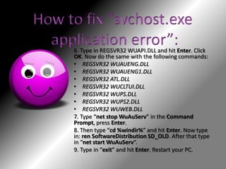 How to fix “svchost.exe application error” | PPTX | Operating Systems ...