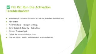 How to Fix Windows 10 Activation Error help | PDF