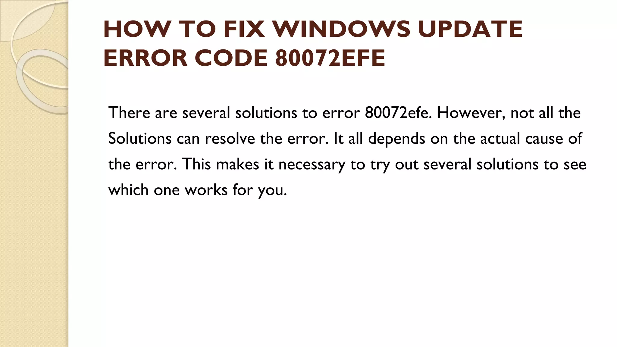 How to fix windows update error 80072 efe | PDF
