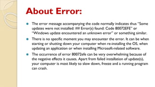 How to fix windows update error 80072 efe | PDF