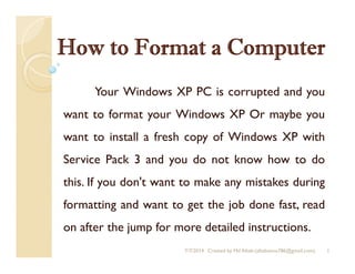 How to Format a Computer WindowsXP | PPT