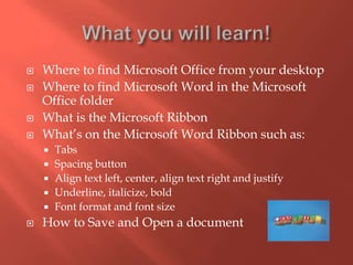 What I Need to Know About Microsoft Word | PPTX