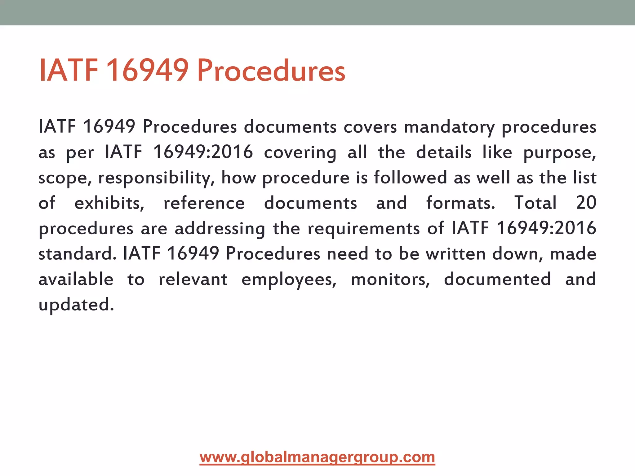 PPT Presentation on IATF 16949 Documentation | PPTX
