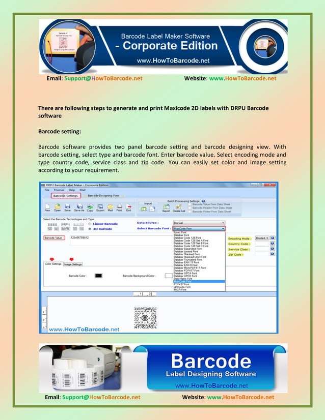 How to generate and print maxicode 2 d labels using drpu barcode software | PDF