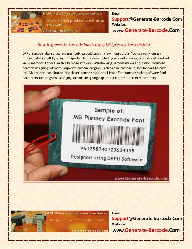 How to generate barcode labels using msi plessey barcode font