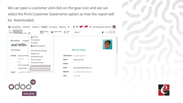 How to Generate Customer Statements Report in Odoo 18 | PPTX