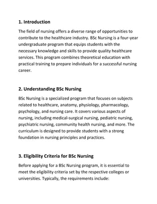 How to Get Admission in BSc Nursing | PDF | College Planning | College ...