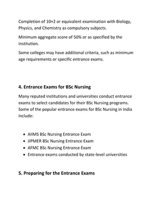 How to Get Admission in BSc Nursing | PDF