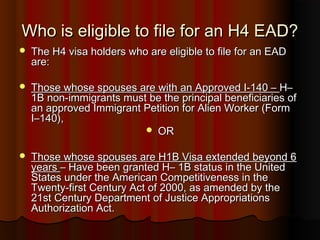 How to get an h4 ead or an H4 Work Permit? | PPT