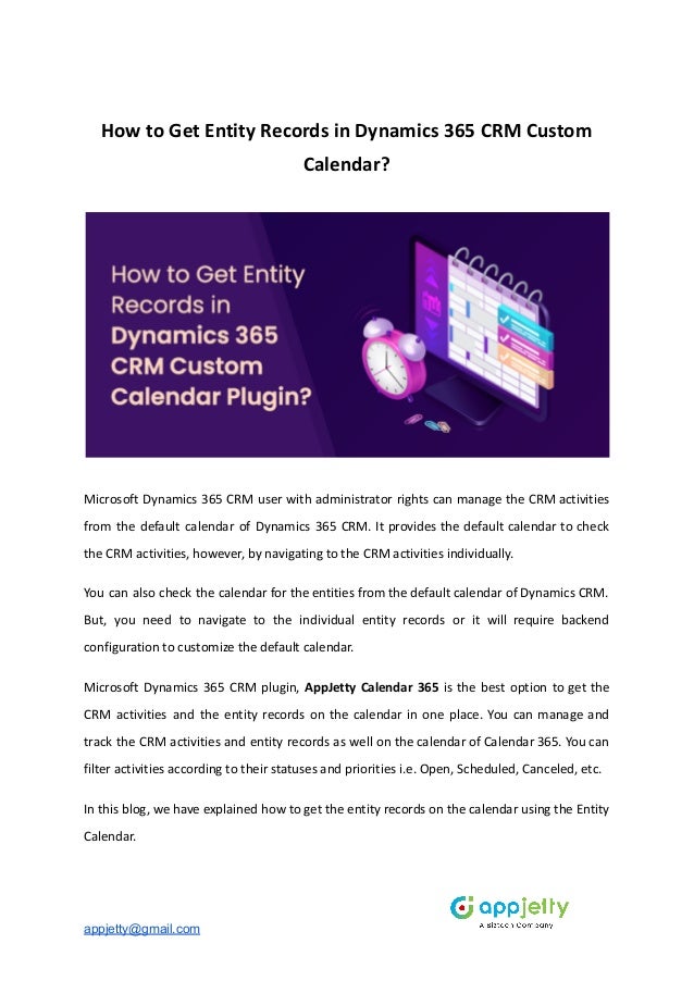 How to get entity records in dynamics 365 crm custom calendar | PDF