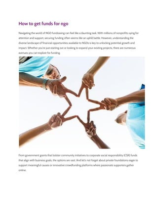 how to get fund for ngo from government India | PDF