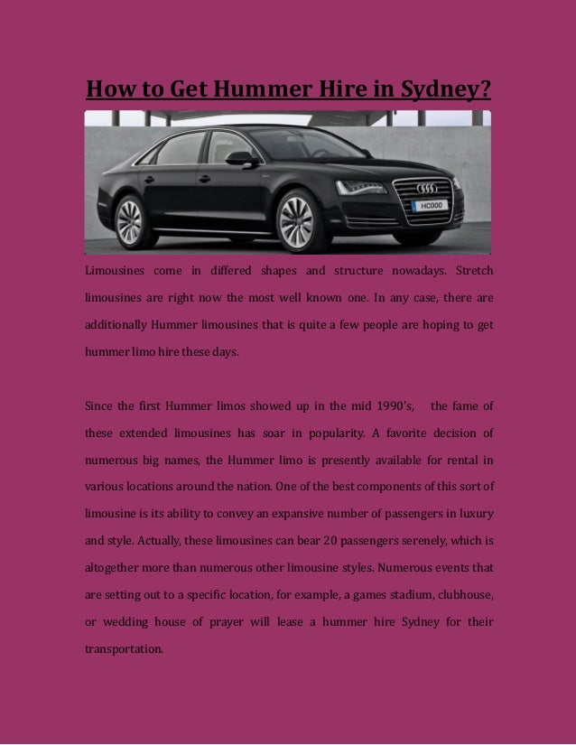 How to Get Hummer Hire in Sydney?