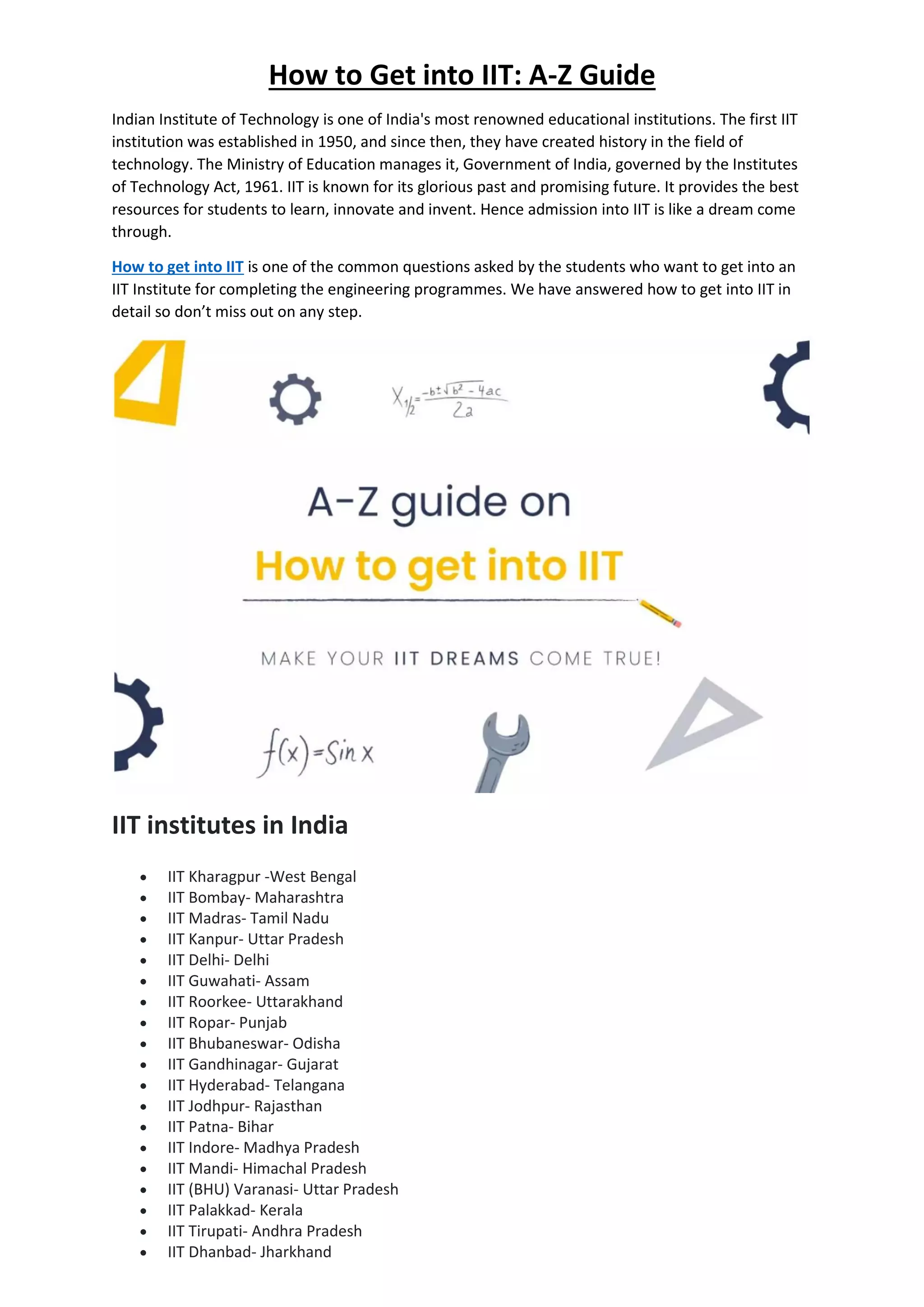 How to Get into IIT | PDF