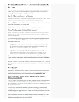 How To Get Monetized On Tiktok Fast 2024 Tiktok Creativity Program | PDF