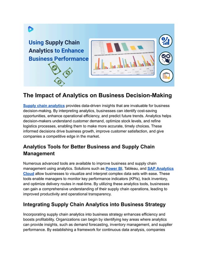 Essential Steps to Start Using Supply Chain Analytics Effectively | PDF