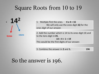 How to get the square roots | PPTX | Science