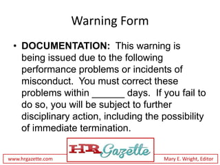How To Give A Written Warning to an Employee (With Form) | PPTX