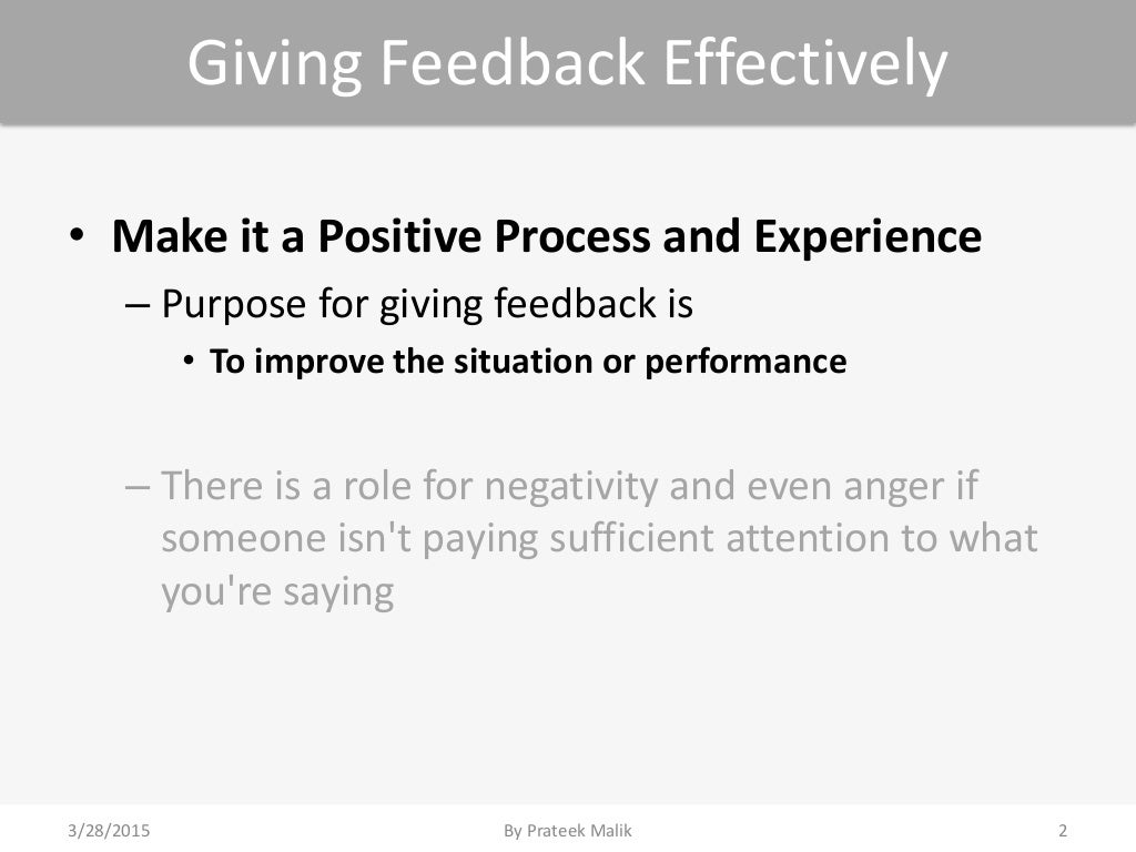 How To Give Feedback How To Give Feedback