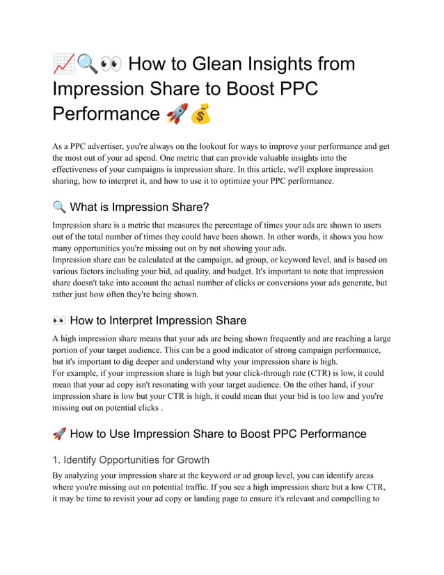 📈🔍👀 How to Glean Insights from Impression Share to Boost PPC Performance 🚀💰.pdf