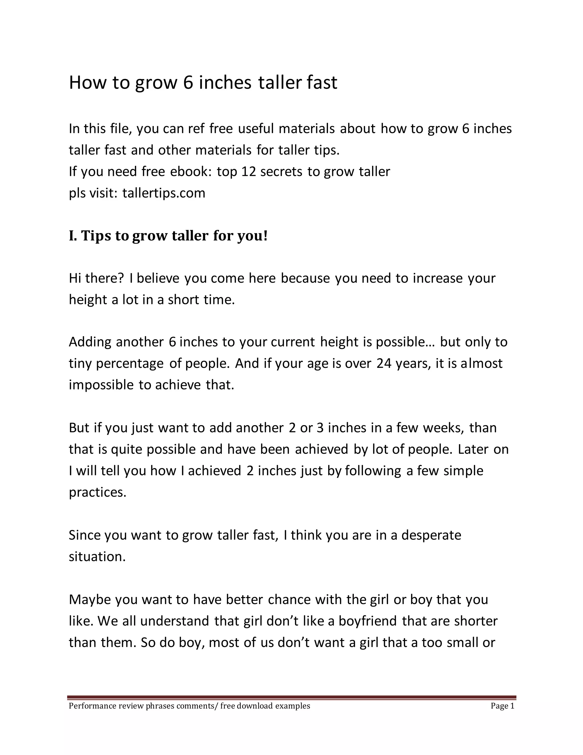 How to grow 6 inches taller fast | DOCX