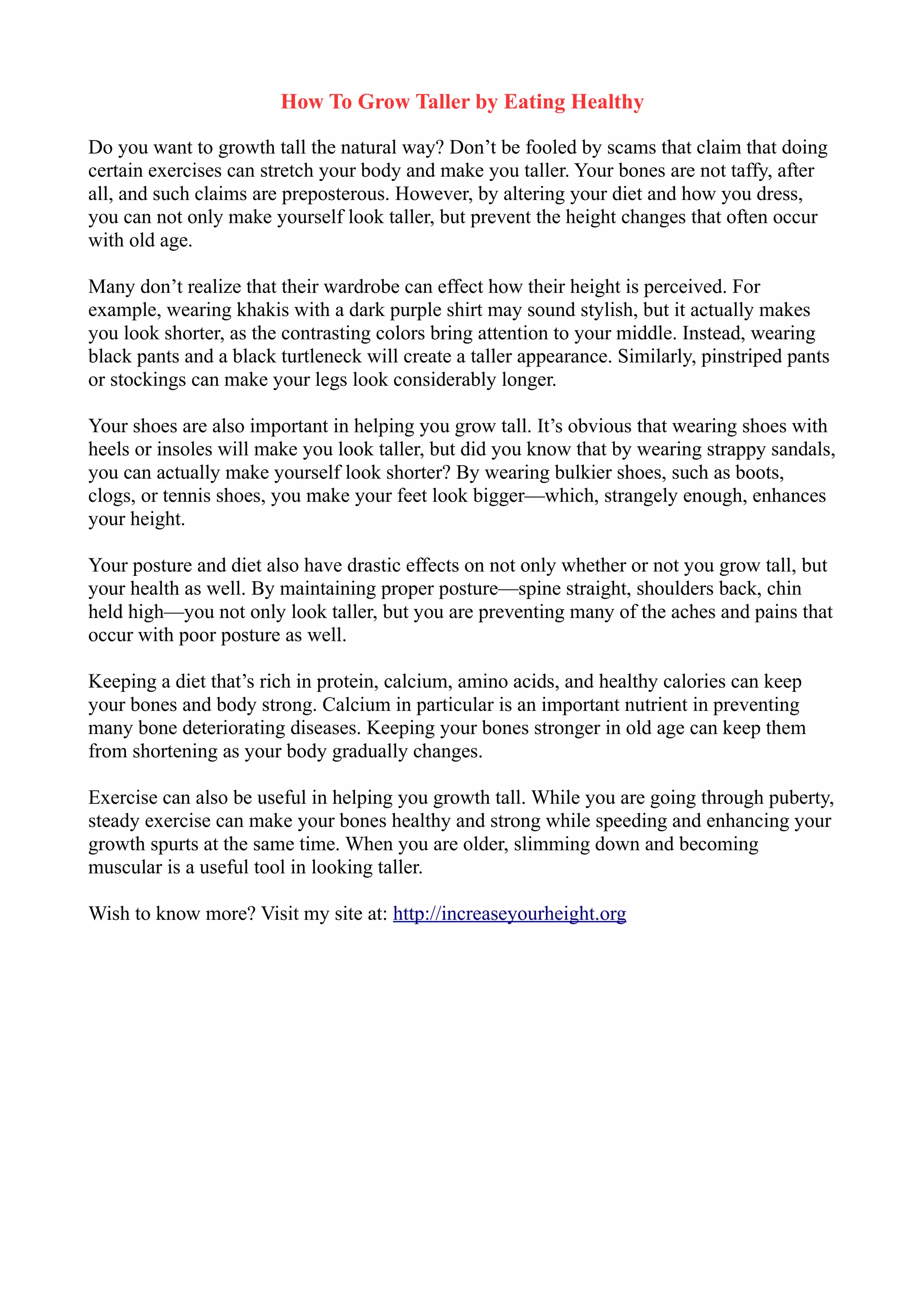 How to grow taller by eating healthy | PDF