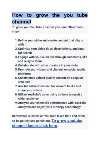 How to grow the you tube channel.pdf