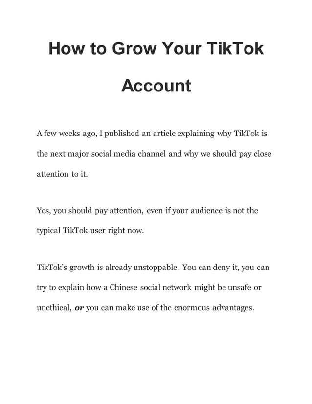 How to grow tiktok account | PDF